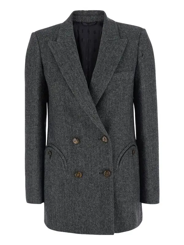 BLAZÉ MILANO J Line Double-breasted Wool Blend Jacket - Multicolor