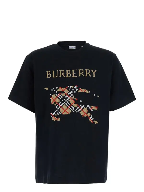 Burberry Ryan' Black T-shirt With Printed Logo On The Front In Cotton - Multicolor