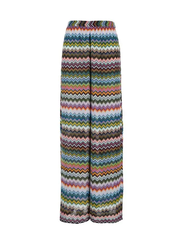Missoni Zig Zag Pixel Effect Lamé Viscose Pants - Multicolor
