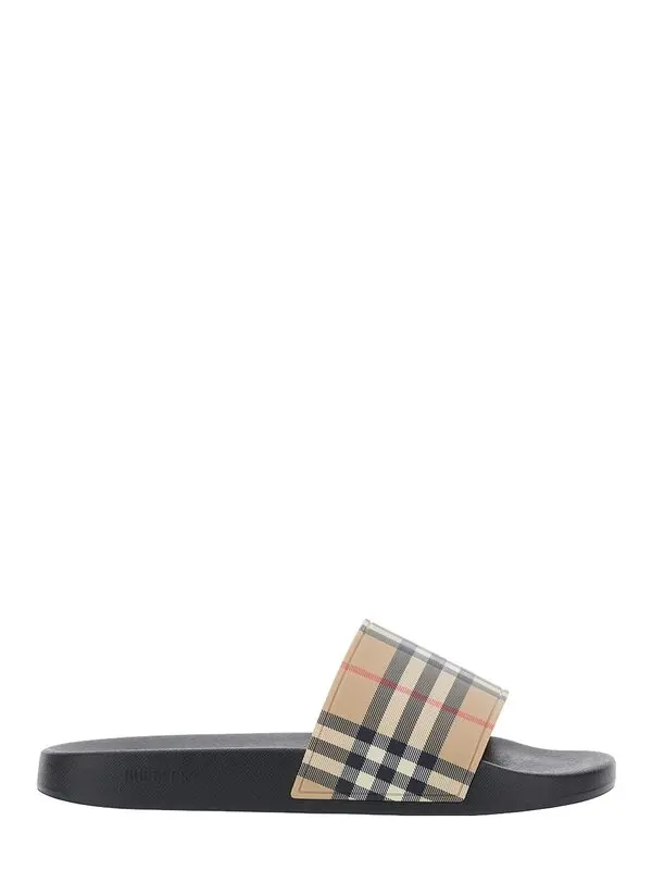 Burberry Checked Slides - Multicolor