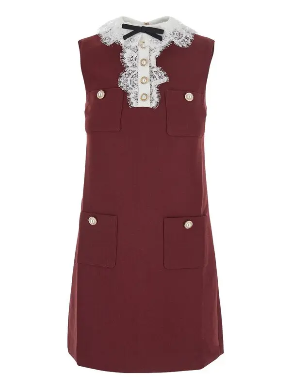 SELF-PORTRAIT Mini Dress With Lace Collar And Long Sleeves - Multicolor