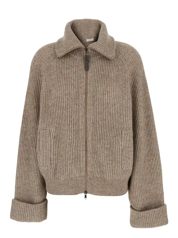 Brunello Cucinelli Cashmere Blend Cardigan With Monil Detail - Multicolor