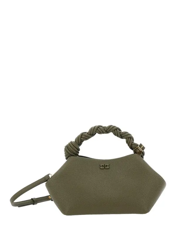GANNI Bou Small Grained Leather Handbag With Woven Handle - Multicolor
