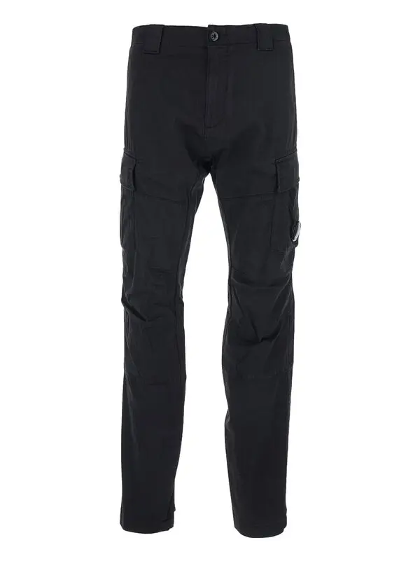 C.P. COMPANY Cargo Pants With Logo Plate - Black