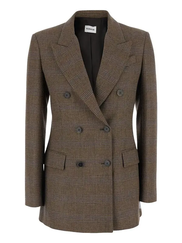 P.a.r.o.s.h Double-breasted Checked Wool And Viscose Blazer - Multicolor