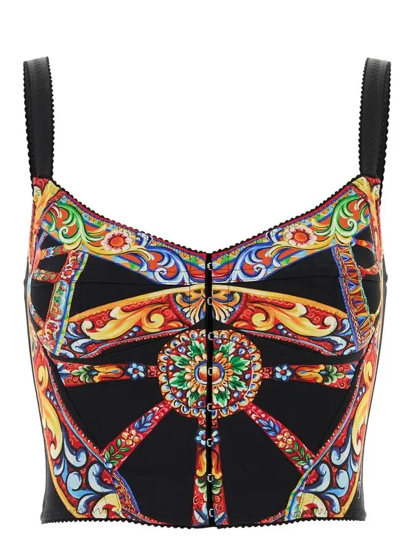 Dolce & Gabbana Printed Charmeuse Top - Red