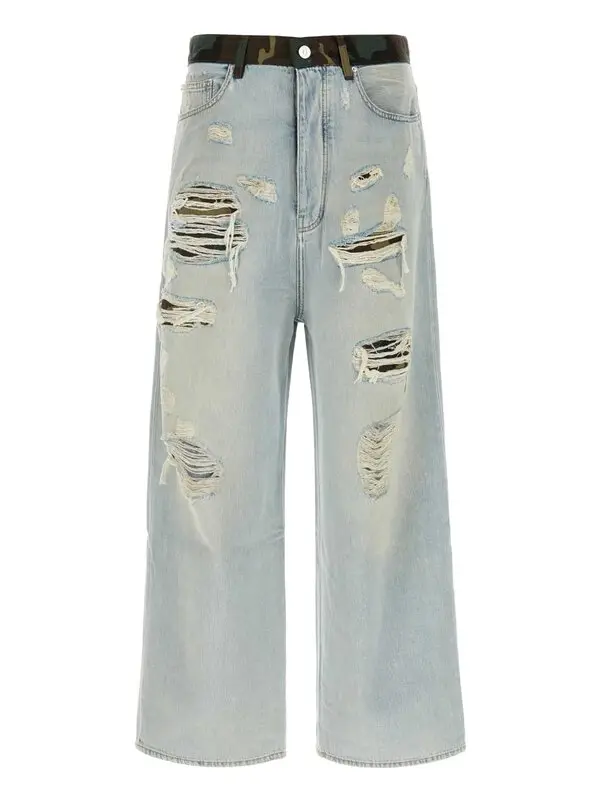 Amiri Wide Leg Distressed Jeans - Blue