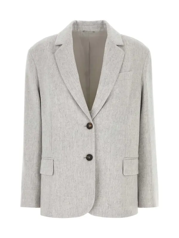 Brunello Cucinelli Light Grey Wool Blazer - Gray