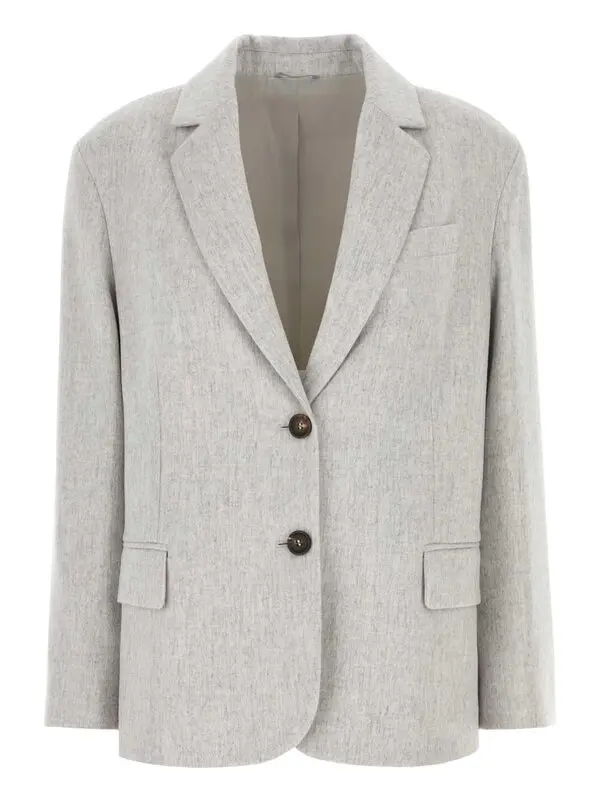 Brunello Cucinelli Light Grey Wool Blazer - Gray