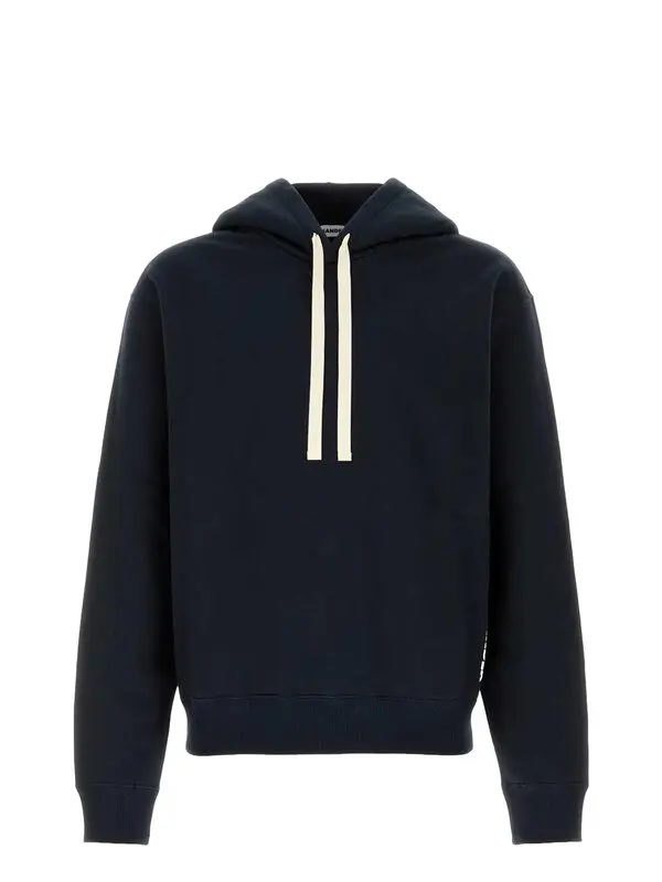JIL SANDER Cotton Sweatshirt With Drawstring Hood And Logo Detail - Black