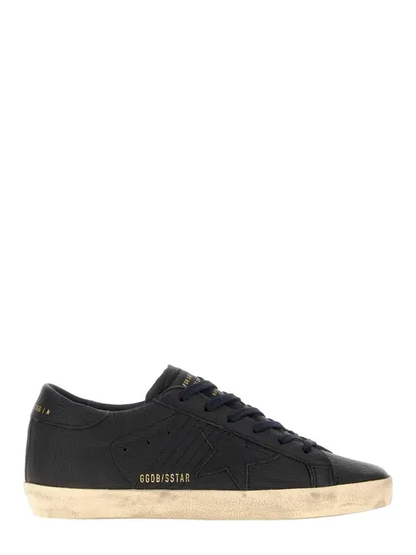 GOLDEN GOOSE Navy Leather Super-star Sneakers - Blue