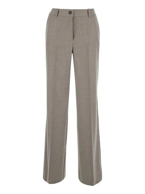 P.a.r.o.s.h Blend Wool Tailored Pants With Belt Loops - Cream