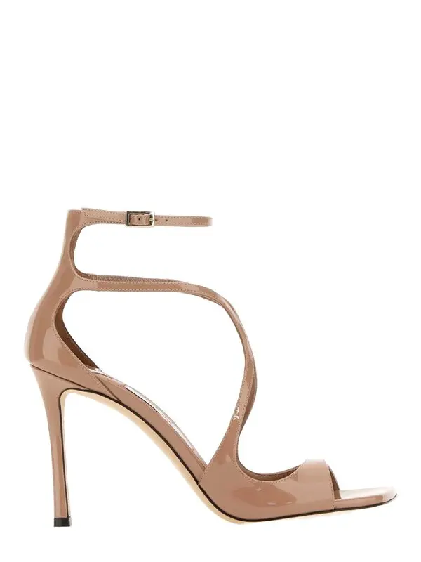 JIMMY CHOO Antiqued Leather Azia 95 Sandals - Pink