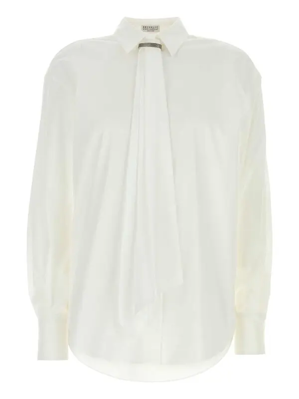 Brunello Cucinelli Stretch Poplin Shirt - White