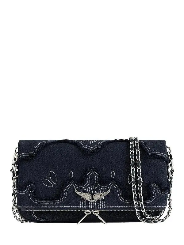 Zadig&Voltaire Rock Denim Clutch With Chain Strap - Silent