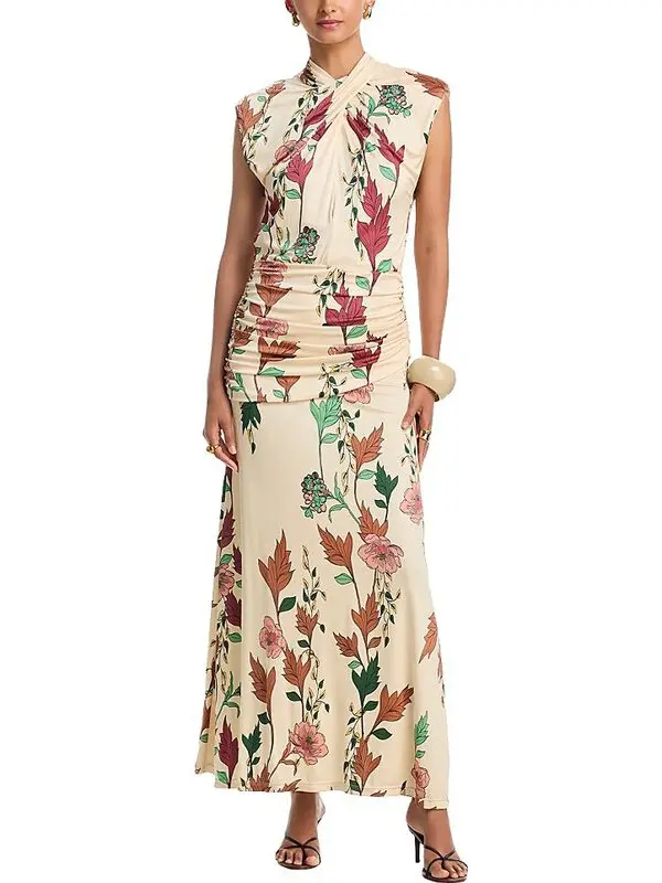 Johanna Ortiz Floral Print Ruched Maxi Dress - Ecru/multi
