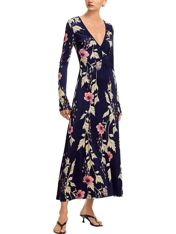 Johanna Ortiz Embroidered Maxi Dress - Navy/ecru