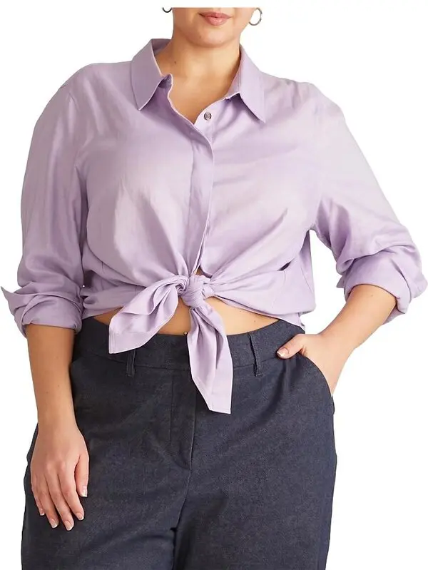 Universal Standard Stretch Linen Shirt - Orchid
