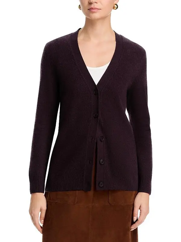 Bloomingdale'S 100% Cashmere Grandmother V Neck Cardigan Sweater Exclusive - Dark Brown
