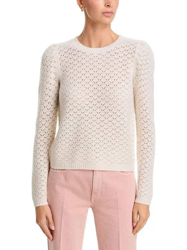 Bloomingdale'S Pointelle Crewneck Puff Sleeve Sweater - Ivory
