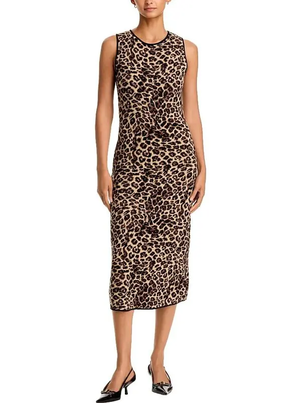 TOCCIN A-line Sleeveless Midi Dress In Leopard Print - Multi