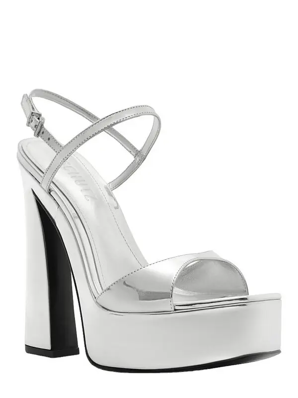 Schutz Arlene Patent Platform Sandals - Silver