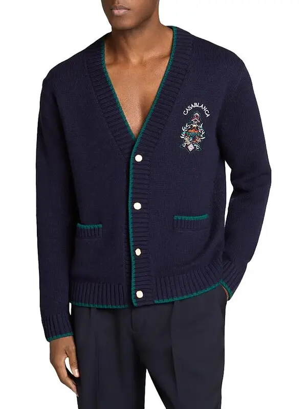 Casablanca Logo Graphic Cardigan Sweater - Black