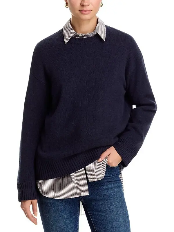 Bloomingdale'S Drop Shoulder Crewneck Sweater - Navy