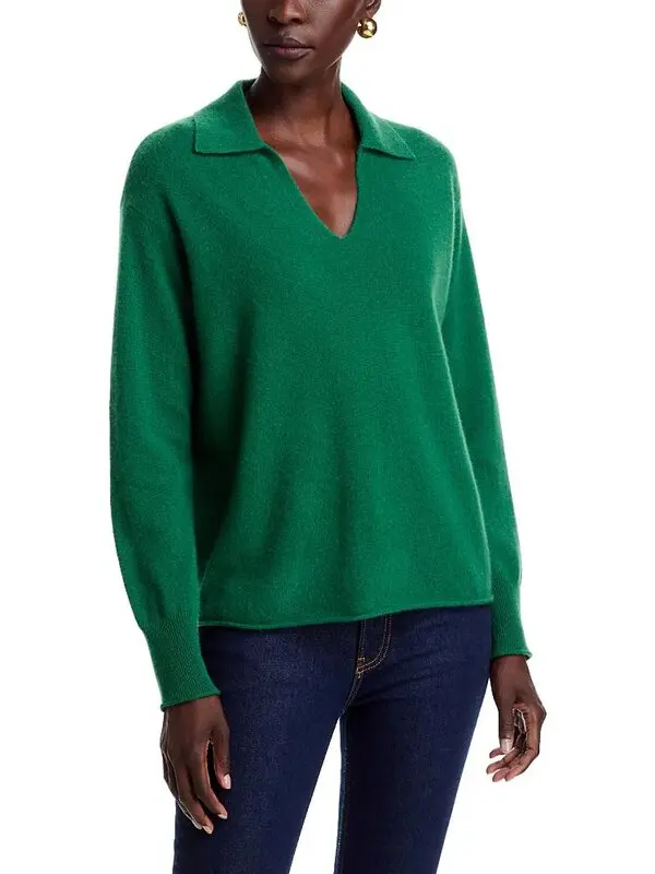 Bloomingdale'S Split Collar Polo Sweater - Ivy
