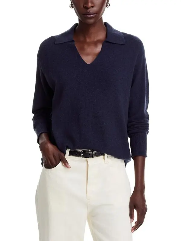 Bloomingdale'S Split Collar Polo Sweater - Navy