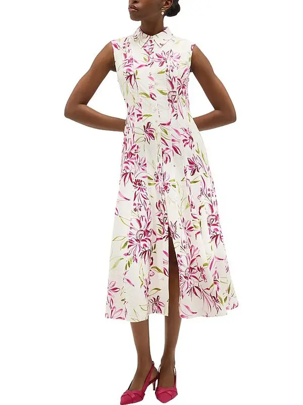 HOBBS LONDON Della Floral Midi Dress - Ivory Multi