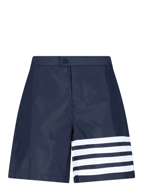 Thom Browne Polyamide Lined Jacket With Signature Stripes - Blue