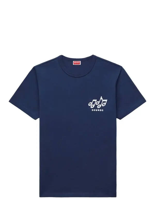 Kenzo Sounds Embroidered Slim-fit Cotton Crewneck T-shirt - Blu