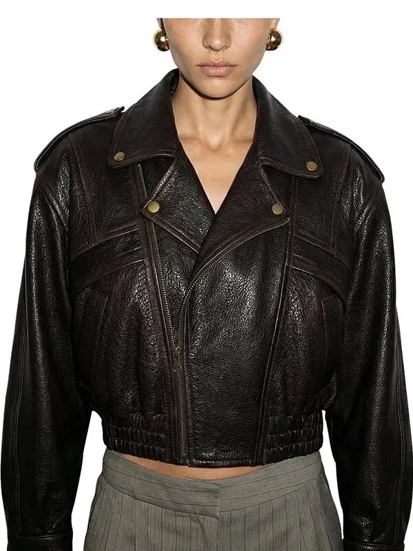 Ronny Kobo Medea Leather Moto Jacket - Brown