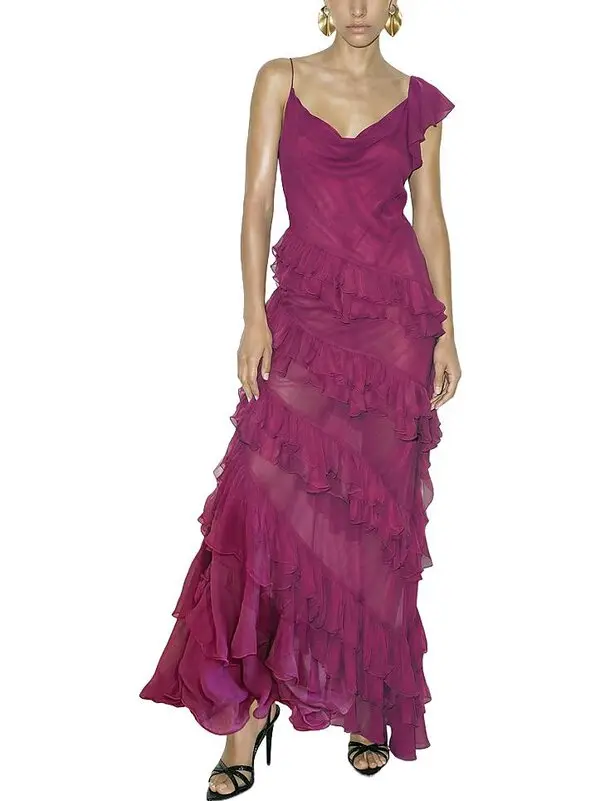 Ronny Kobo Deon Ruffle Trim Dress - Rouge