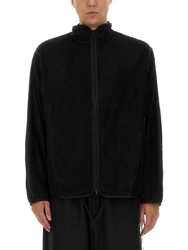 Y3 Full Zip Fleece Sweatshirt With Stand Collar - Black