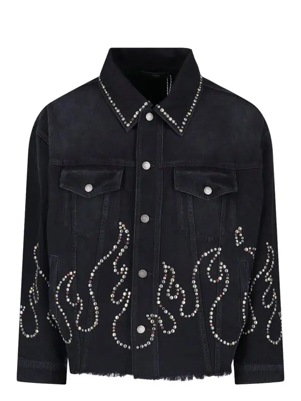 Amiri Crystal-embellished Denim Jacket - Black