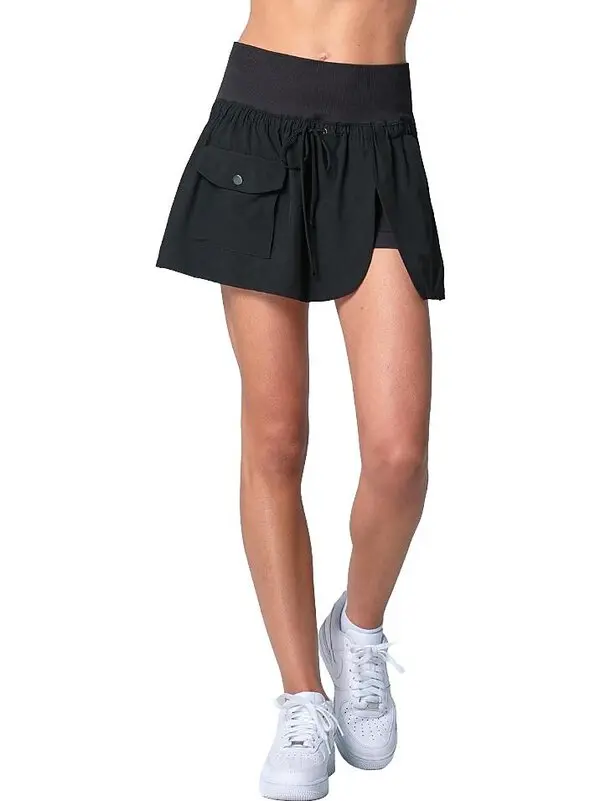 Lucky In Love Cargo Pocket Wrap Skirt - Black