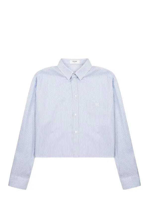 Celine Cropped Cotton Shirt - Azure