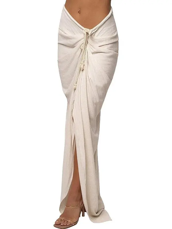 JLUXLABEL Noelia Linen Maxi Skirt With Rope Detail - Natural