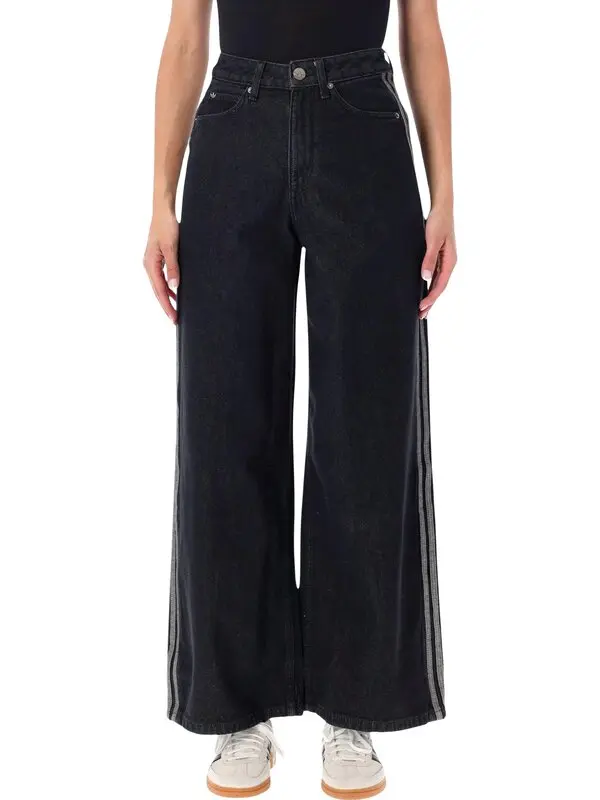 ADIDAS ORIGINALS Embroidered Wide Leg Jeans - Nero
