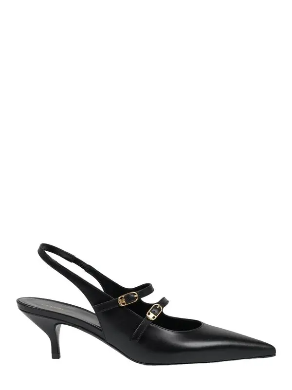 Celine Leather Mary Jane Slingback Pumps - Black