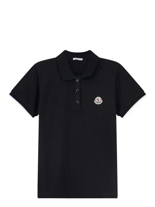Moncler Collared Cotton Short-sleeve Top - Nero