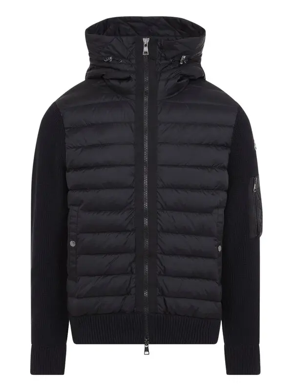 Moncler Polyamide Cardigan Jacket With Hood - Black