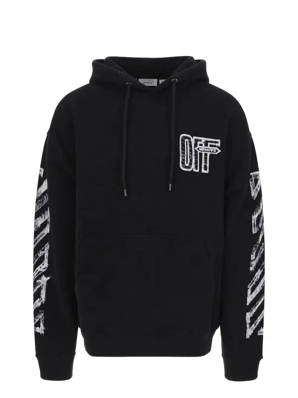 Off-White Graphic Print Pullover Hoodie - Black