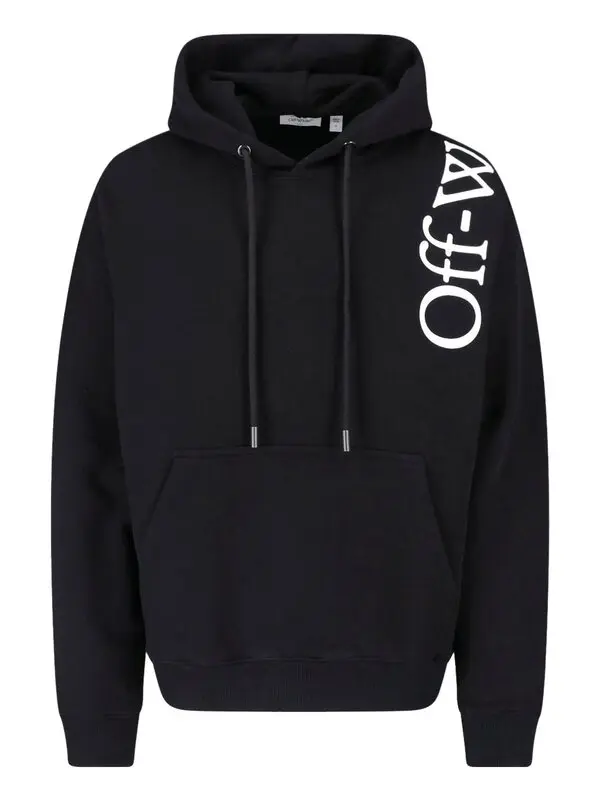 Off-White Logo Detail Cotton Hoodie - Black