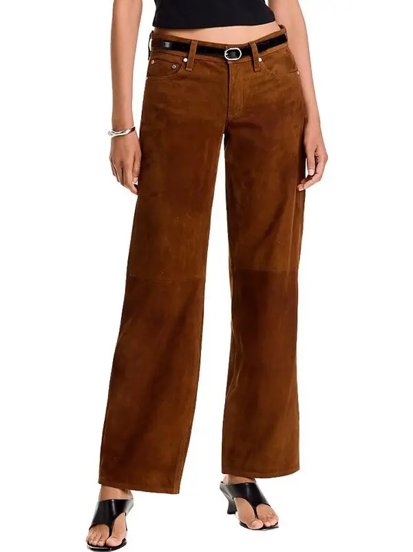 Rag & Bone Saige Suede Wide Leg Jeans - Brown