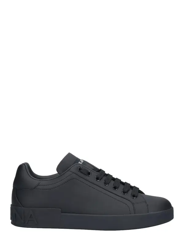 Dolce & Gabbana Calf Leather Lace-up Sneakers - Black