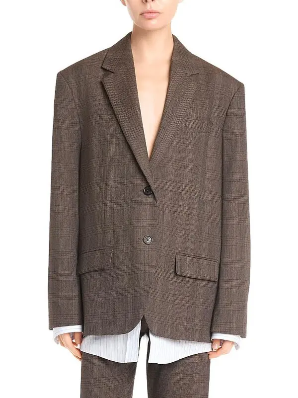 Acne Studios Mixed Media Single-breasted Blazer - Brown/black