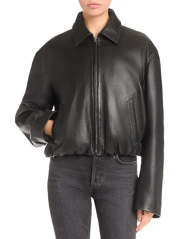 Acne Studios Cropped Leather Jacket - Black